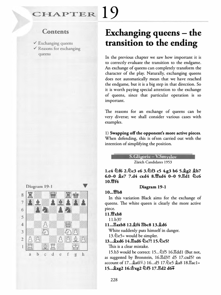 Exchanging Queens-The Transition to the Endings | PDF | Board Games | Chess Openings