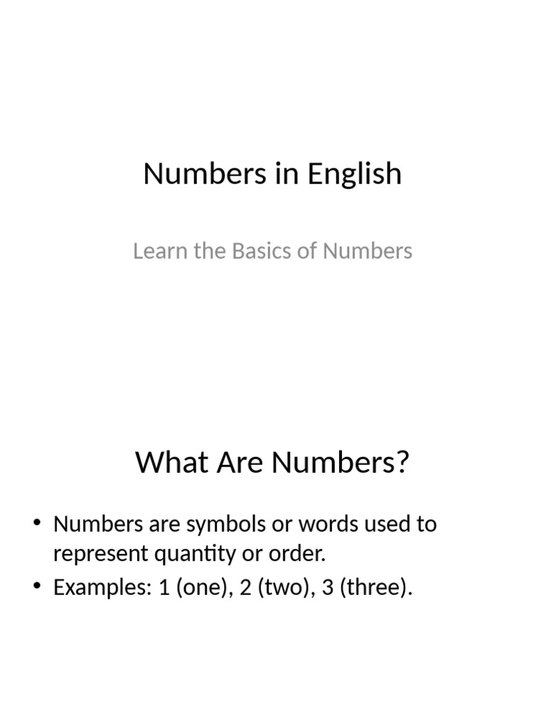 Numbers in English | PDF