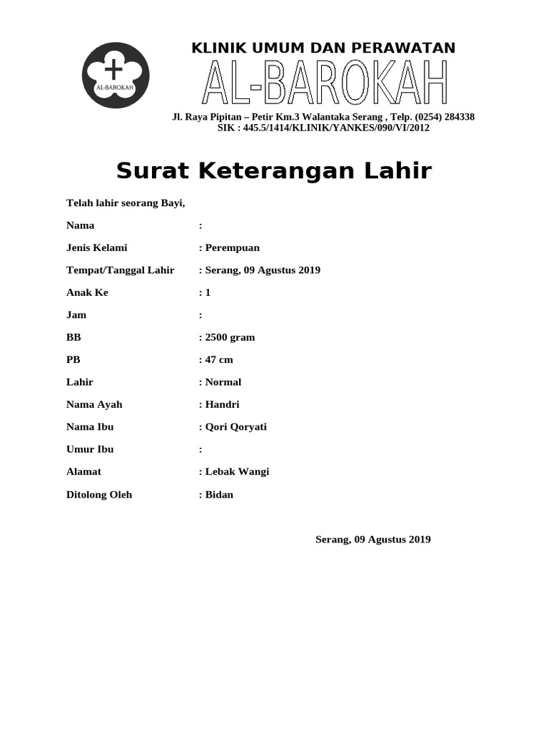 Surat Keterangan Lahir | PDF