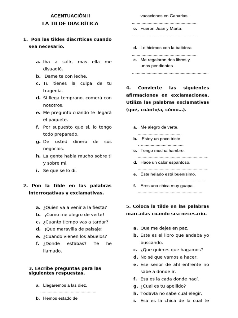 Tilde Diacrítica y Uso de Interrogativas | PDF