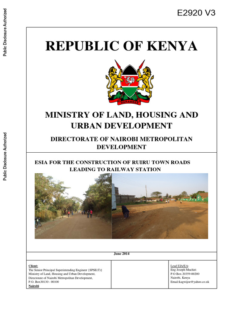 ESIA For The Construction of Ruiru Town | PDF | Environmental Impact ...
