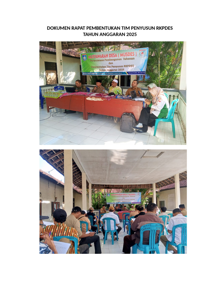 Dokumen Rapat Pembentukan Tim Penyusun Rkpdes | PDF