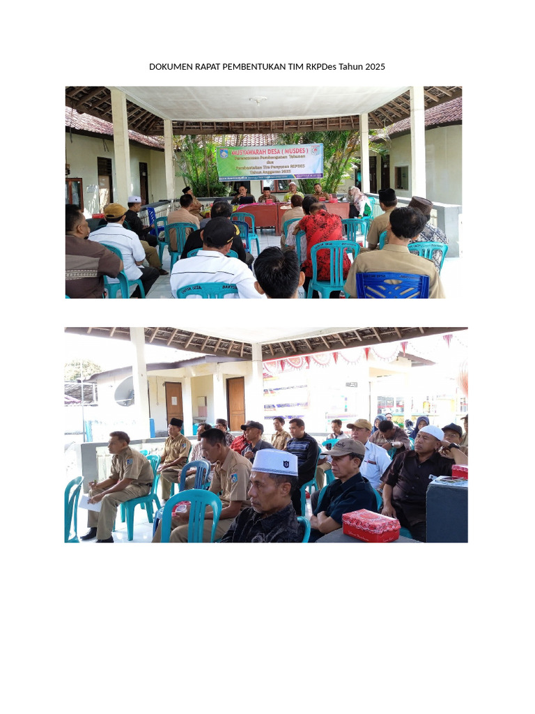 DOKUMEN RAPAT PEMBENTUKAN TIM RKPDes Tahun 2025 | PDF