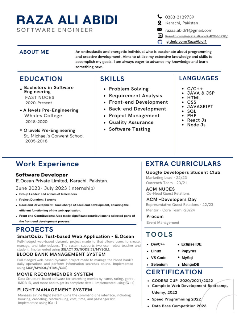 Raza Abidi - Resume PDF | PDF | Software | Web Application