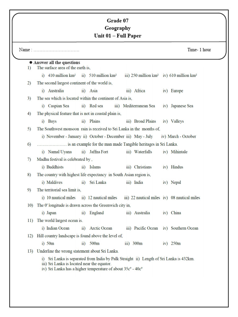 geo unit 1 paper | PDF | Latitude | Equator