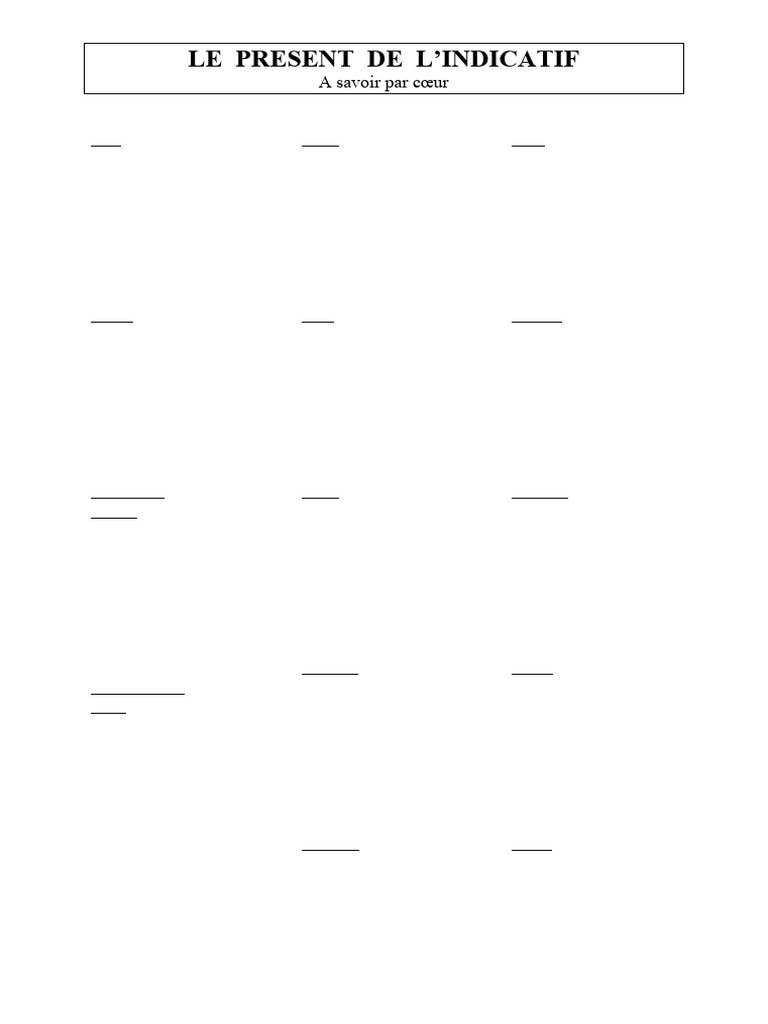 Conjugaison du présent de l'indicatif | PDF