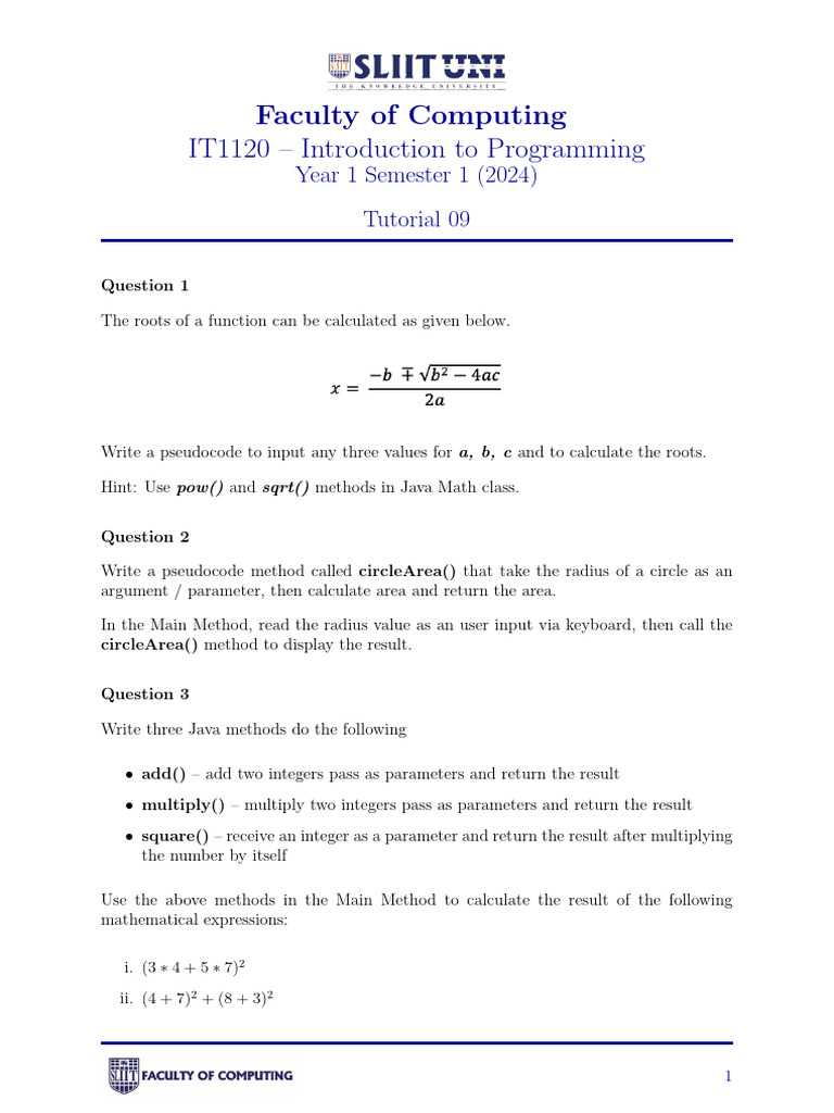IP_Tute_09_merged | PDF | Parameter (Computer Programming) | Computing IP_Tute_09_merged | PDF | Parameter (Computer Programming) | Computing