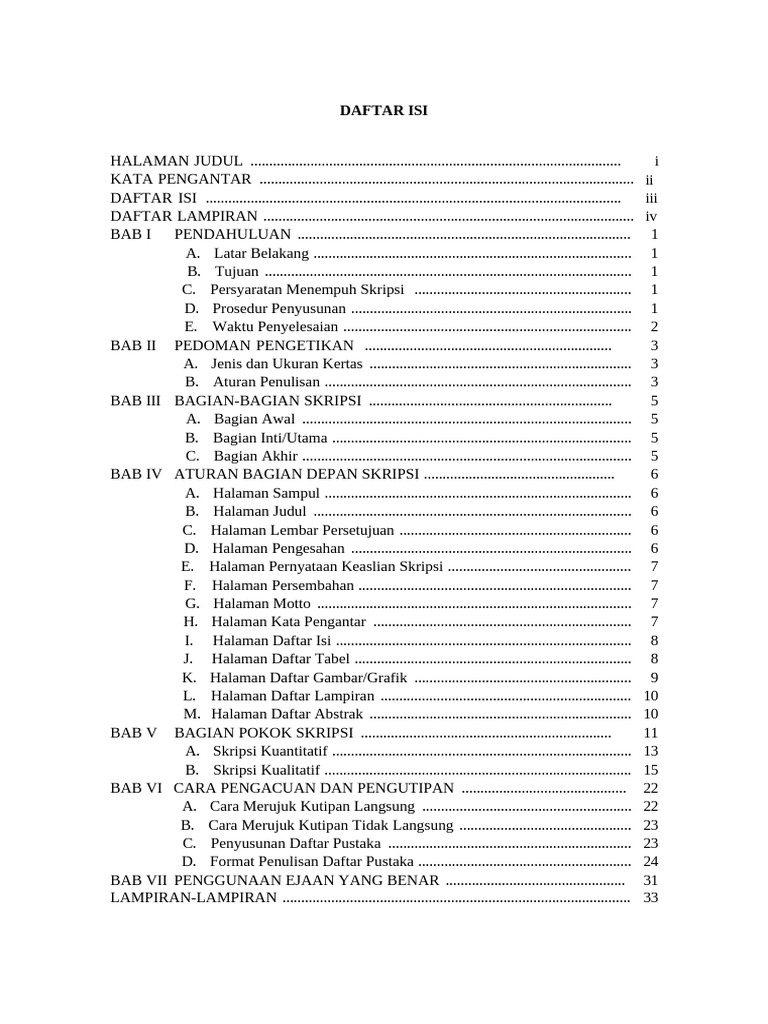 DAFTAR ISI Dan Tata Cara Penyesuainnya | PDF