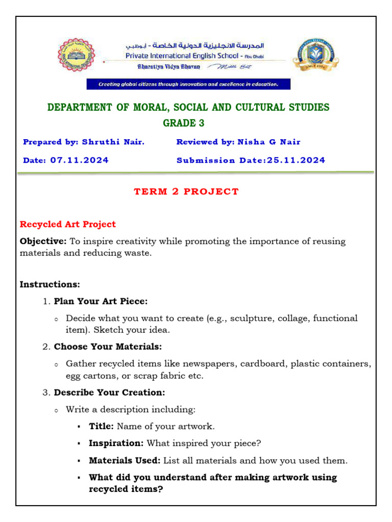 Term 2 Project Grade 3 | PDF