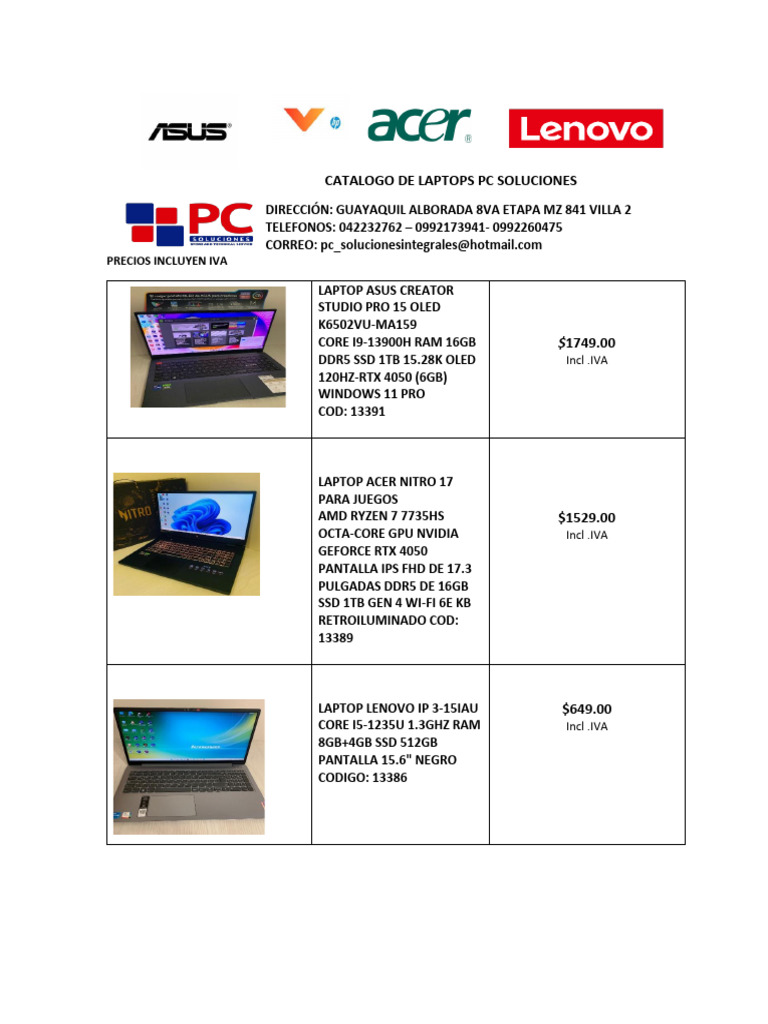 Catalogo de Laptops PC Soluciones 2 | PDF