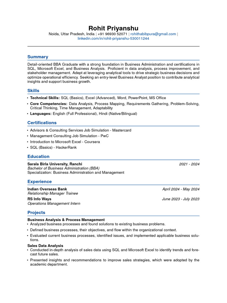 Rohit Priyanshu Resume | PDF
