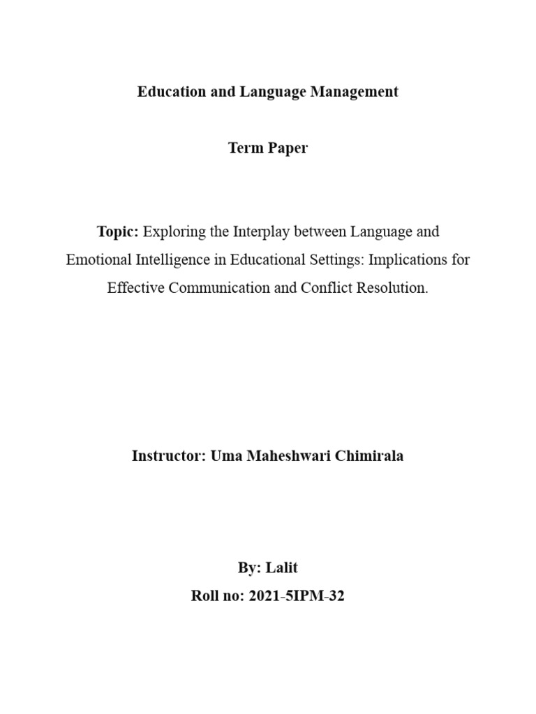 Language and EI in Conflict Resolution | PDF | Emotional Intelligence ...
