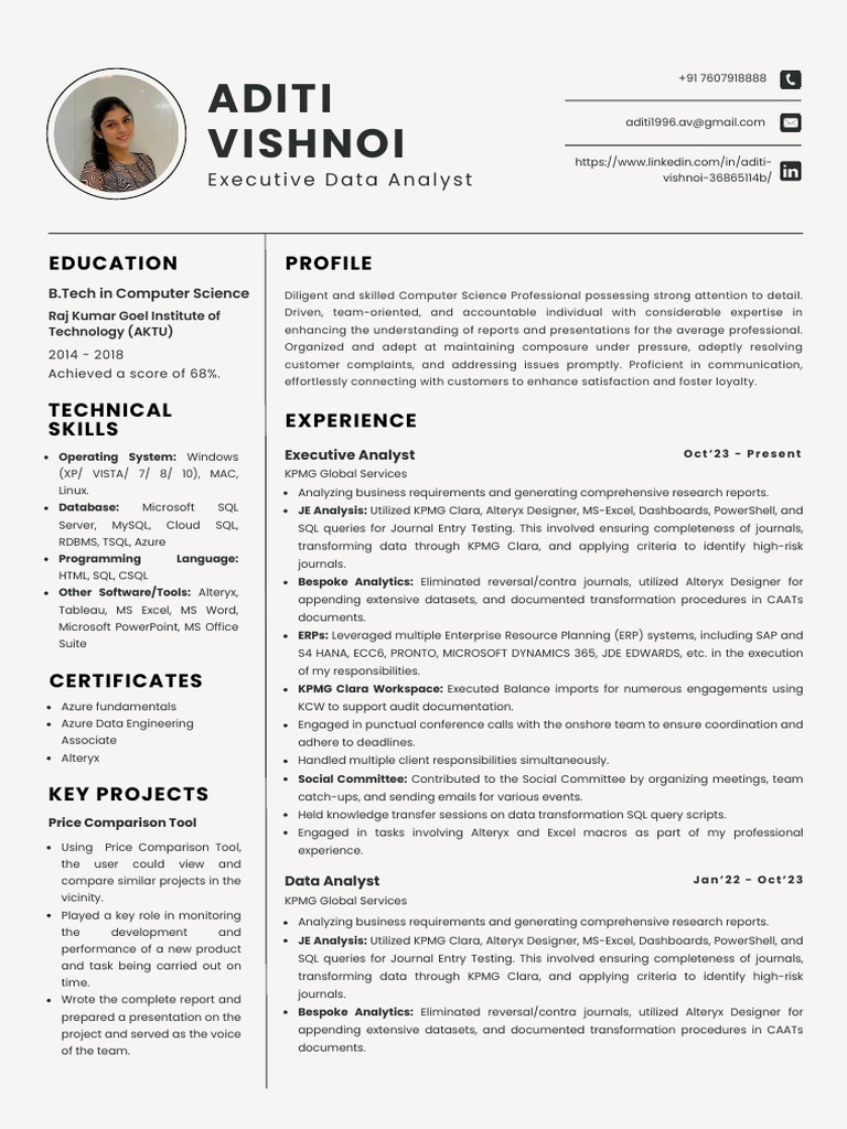 Aditi Vishnoi - Resume - Dec'23 | PDF | Data Analysis | Databases