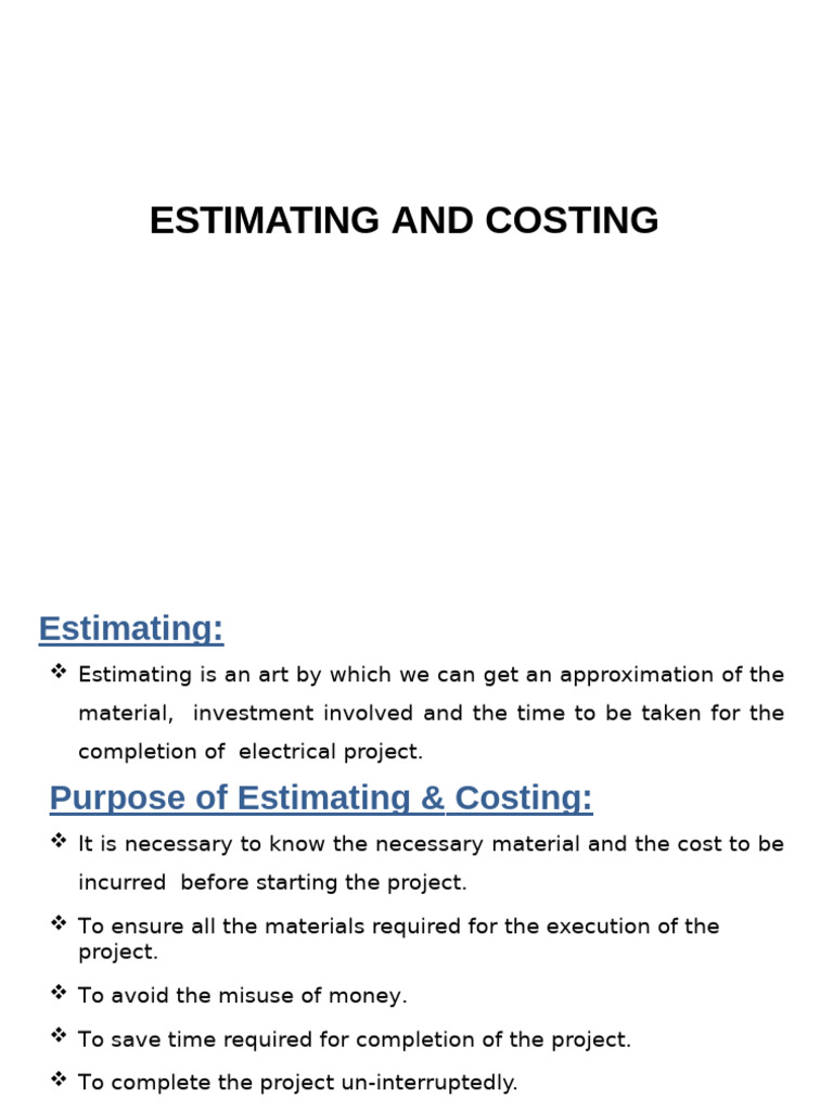 Electrical Estimating & Costing | PDF | Electrical Conductor | Fuse (Electrical)