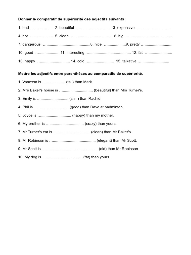 exercices-comparatif | PDF