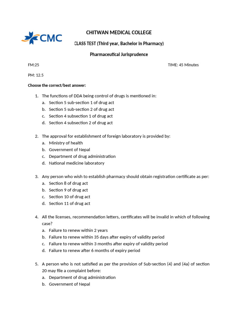 MCQs First Internal Assessment | PDF | Drugs | Pharmacy