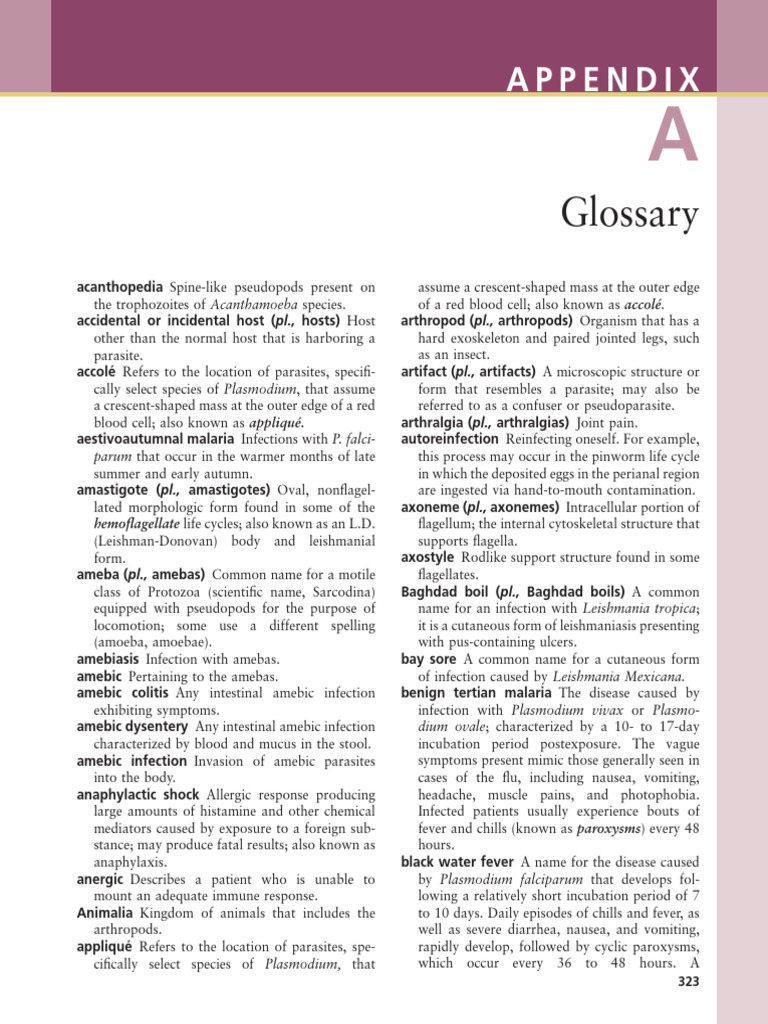 [PARA] GLOSSARY | PDF | Parasitism | Plasmodium