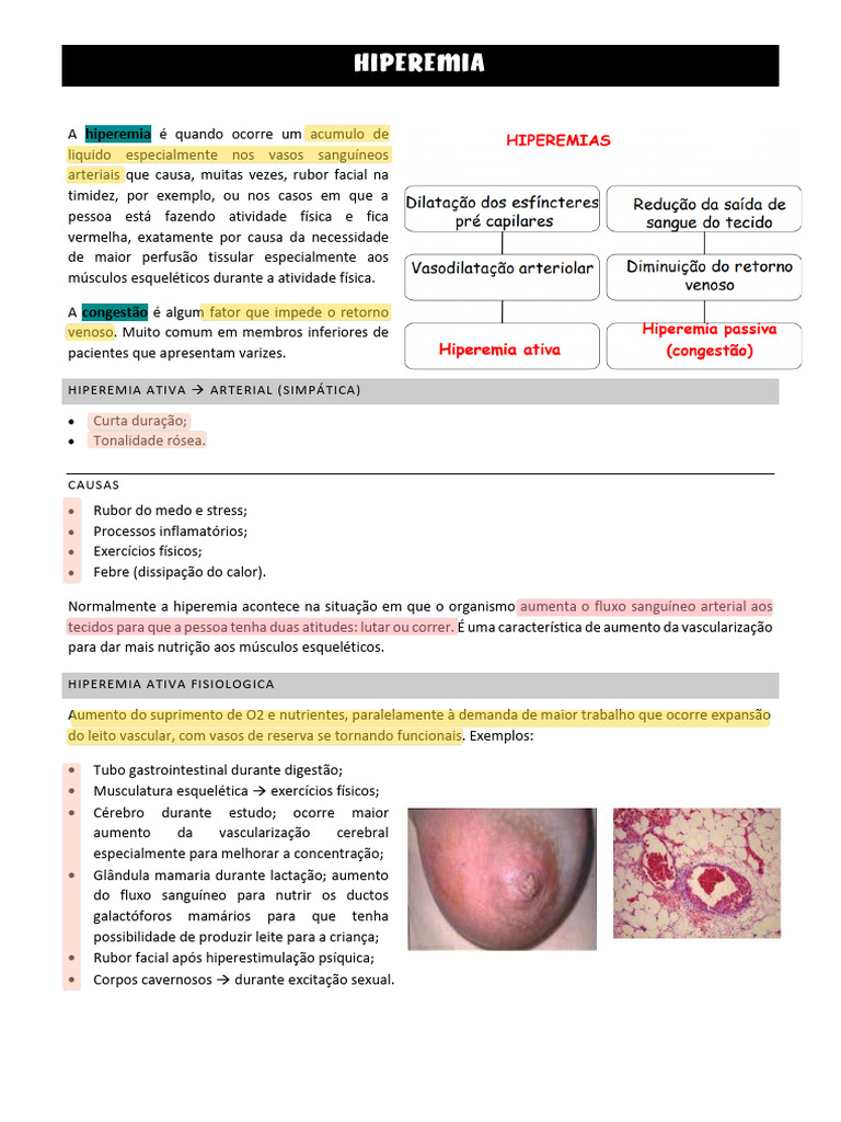 Resumo de Hiperemia 240916 152811 | PDF | Fígado | Coração
