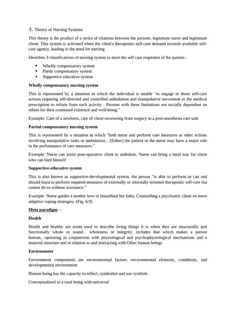 Nursing Systems Theory Overview | PDF | Nursing | Cognition
