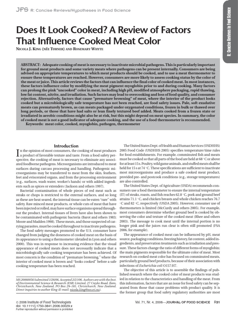 Does It Look Cooked? A Review of Factors That Influence Cooked Meat ...