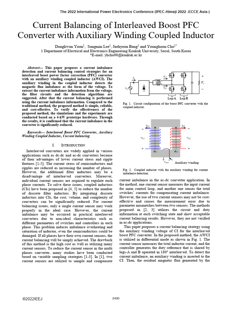 Current Balancing of Interleaved Boost PFC Converter With Auxiliary ...
