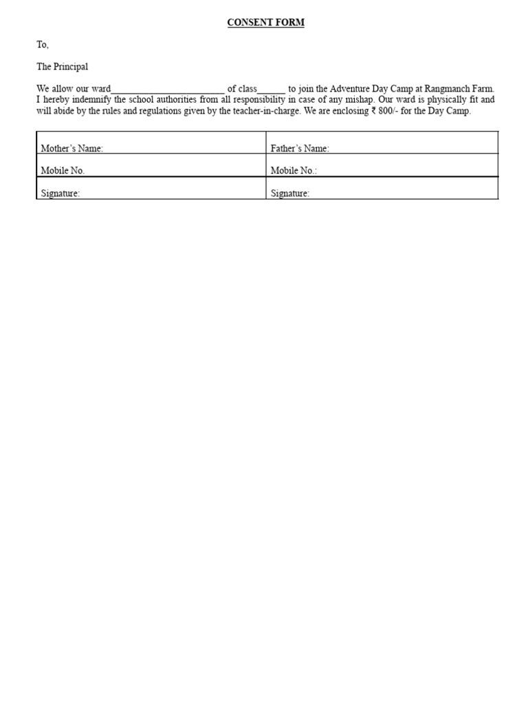 Consent Form - Excursion | PDF
