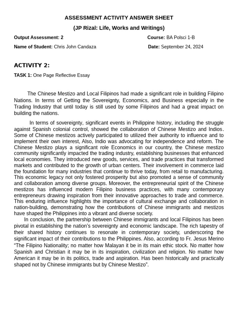 Candaza Activity 2 Ba Polsci 1b | PDF | Philippines | Southeast Asia