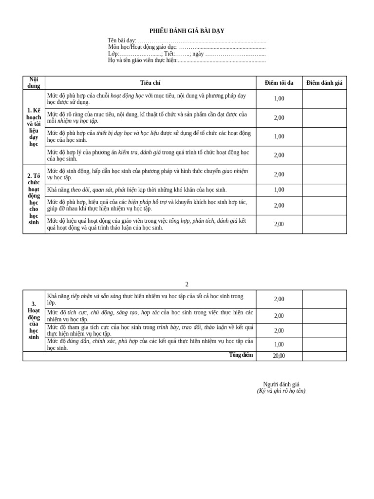 Phieu Danh Gia 5555 | PDF