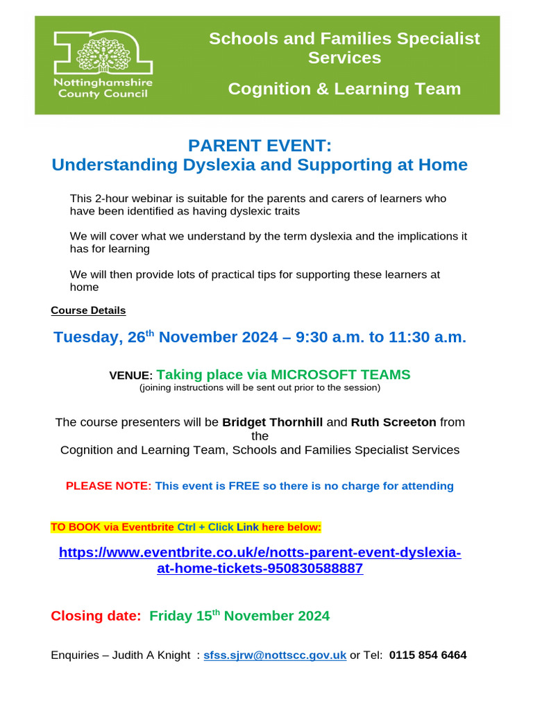 Understanding Dyslexia: Free Webinar for Parents | PDF