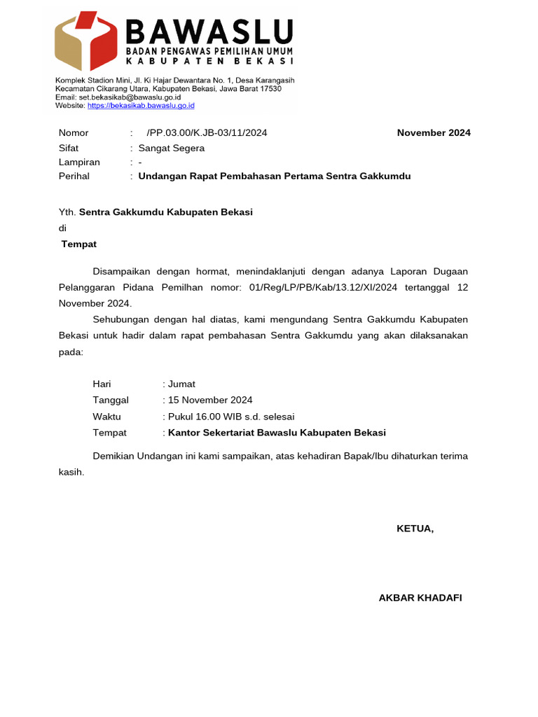 Draft Undangan Pembahasan SG 03 | PDF