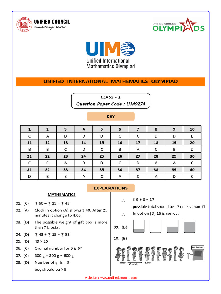 CL - 1 - UIMO-2024-Paper-9274 Key | PDF