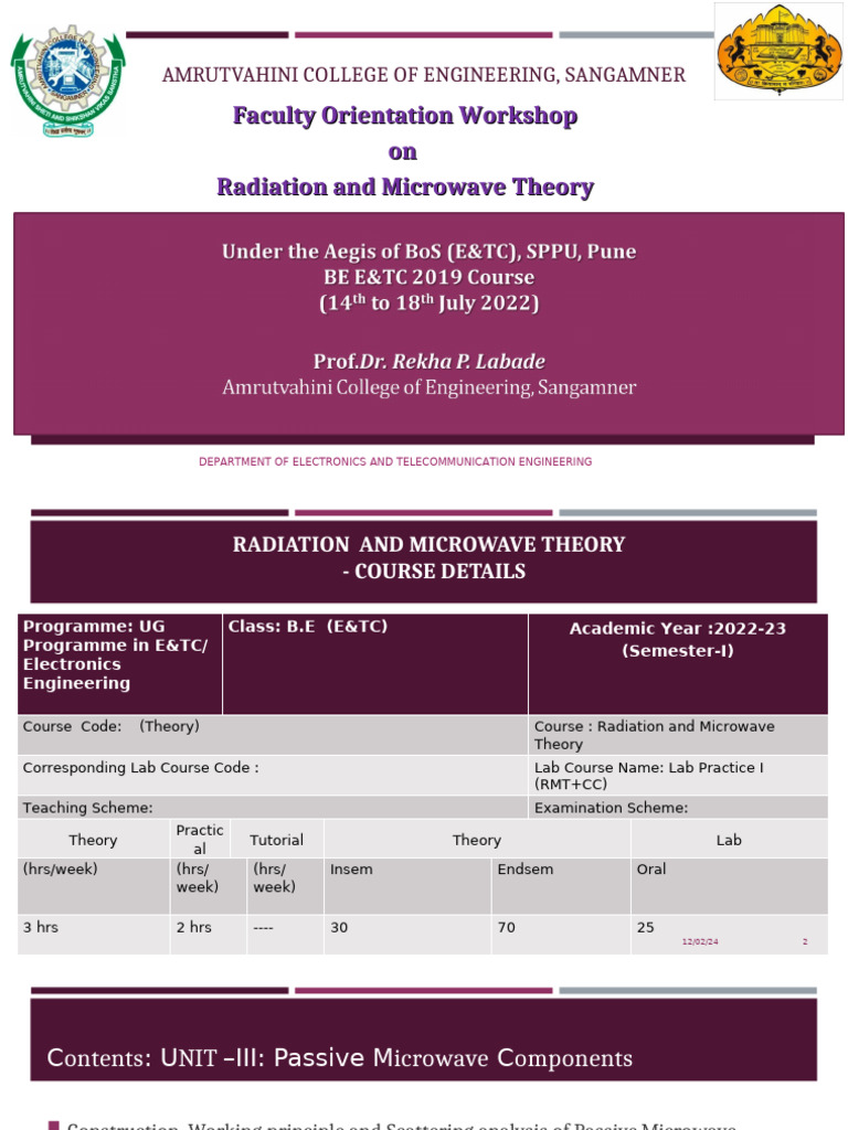 RMT FOW BE 2019 Unit 3 Passive Microwave Components | PDF | Electronic ...