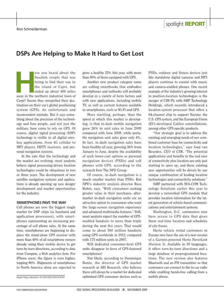 2 - DSPs Are Helping To Make It Hard To Get Lost | PDF | Global Positioning System | Digital ...