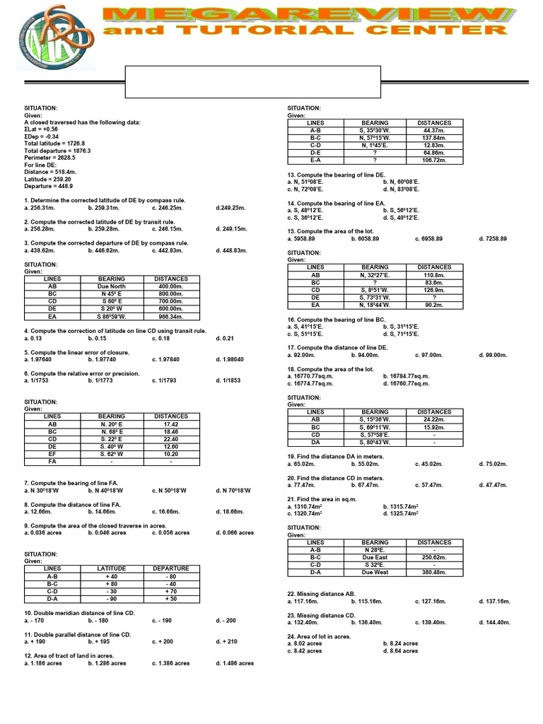 Refresher Module 30 - (M22) Traversing | PDF | Area | Elementary Geometry