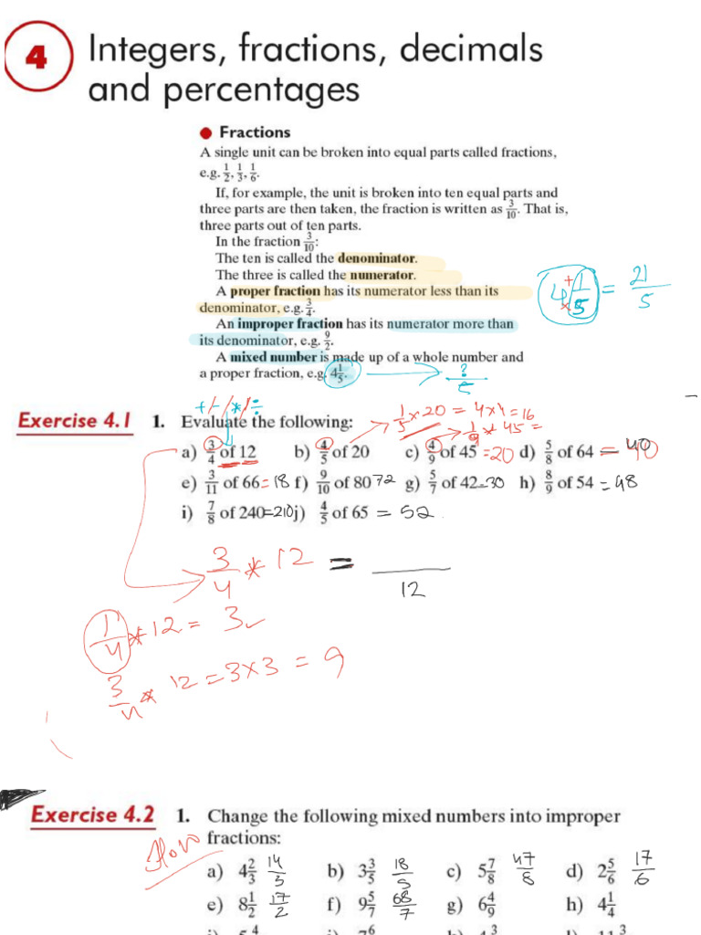 Chapter 1 Topic 4 Decimals, Fractions and Percents | PDF