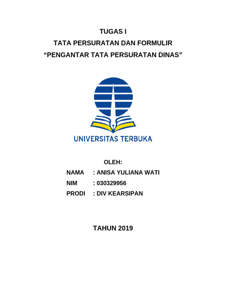 TUGAS I Tata Persuratan Dan Formulir | PDF