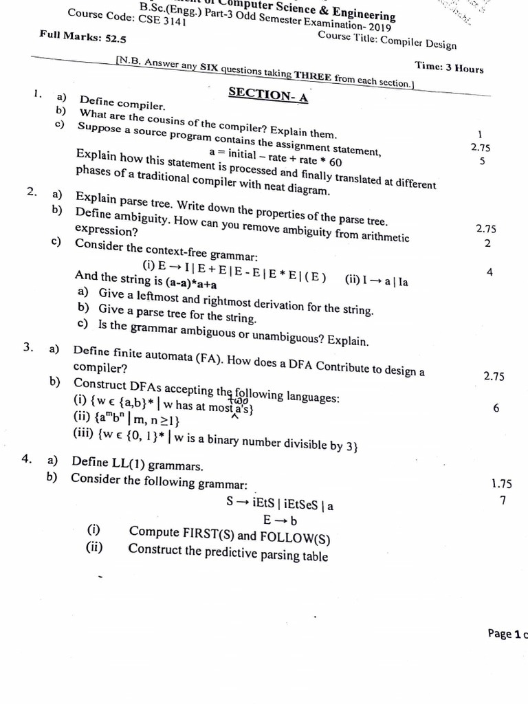 Compiler Design Q | PDF