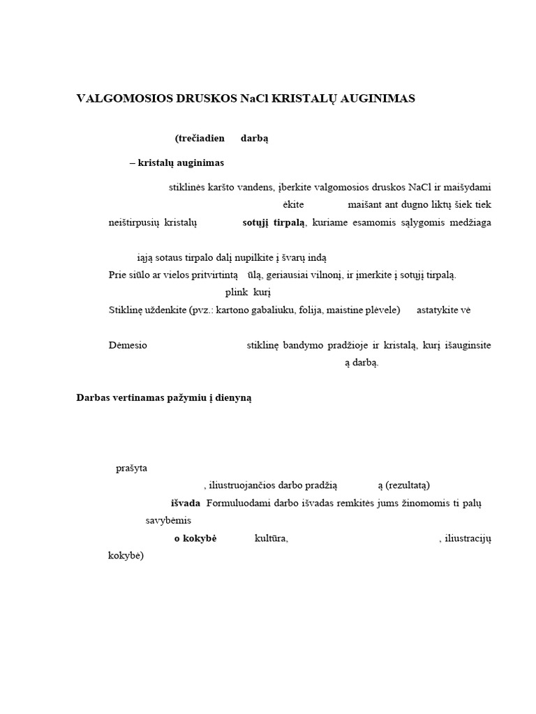 Kristalizacija - Praktikos Darbas | PDF