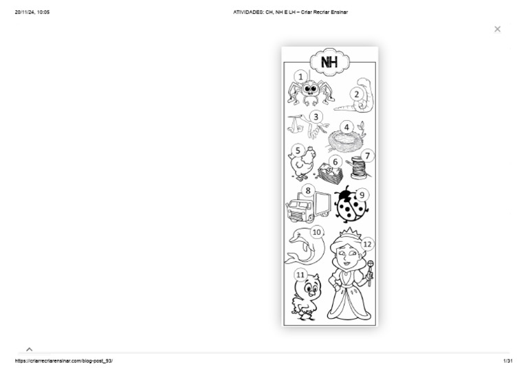 ATIVIDADES - CH, NH E LH - Criar Recriar Ensinar6 | PDF