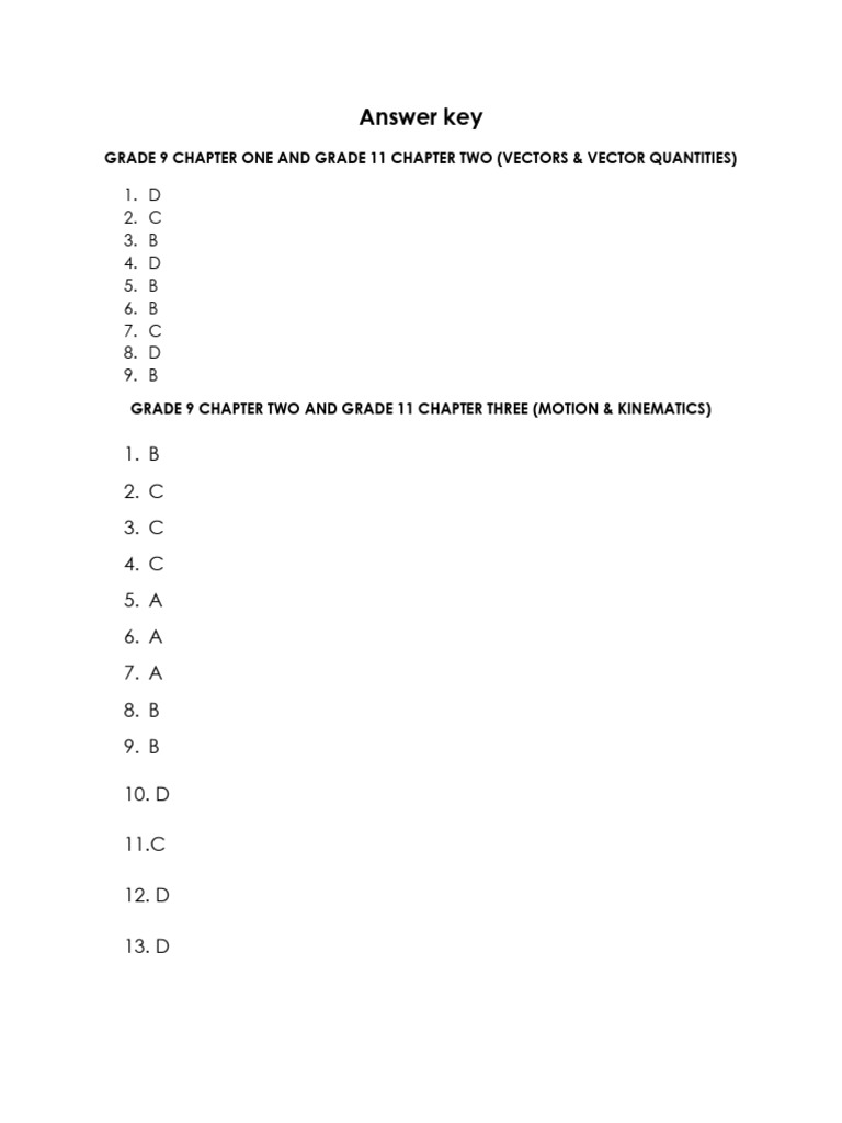 Physics Workbook Answer Key | PDF