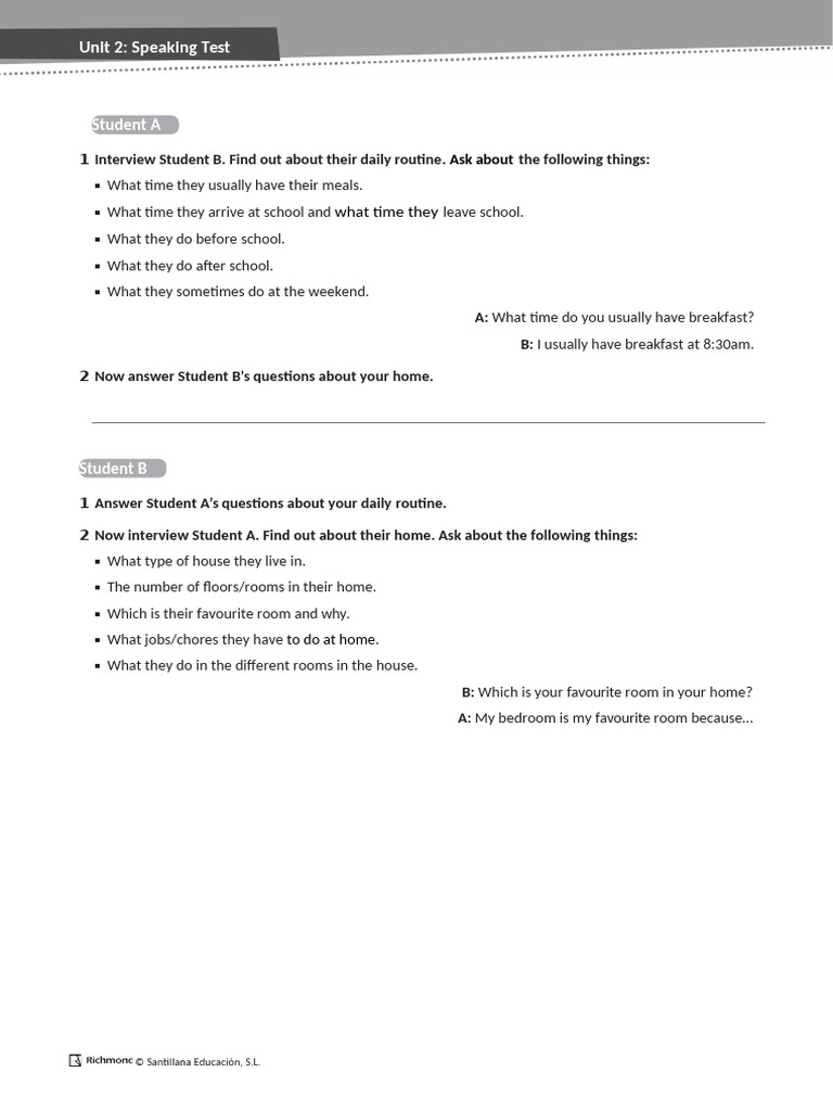 Unit 2: Speaking Test Overview | PDF