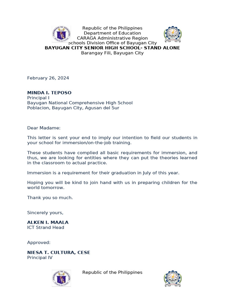 Letter of Intent For Establishment | PDF | Philippines | Government
