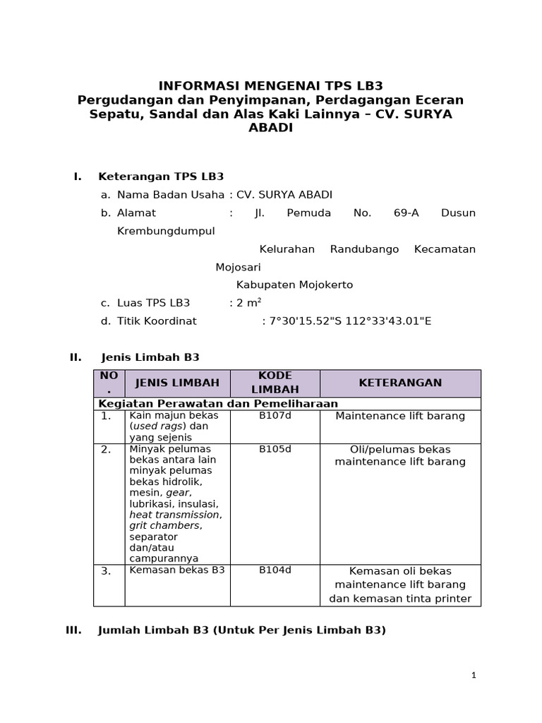 PERSETUJUAN TEKNIS IZIN TPS LB3 | PDF