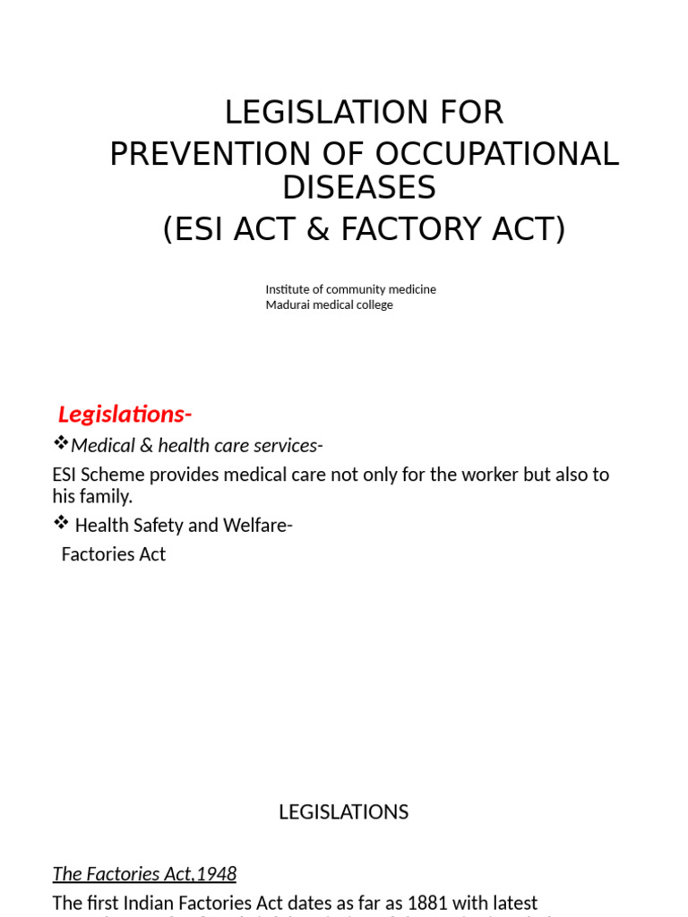 ESI Act and Factory Act | PDF