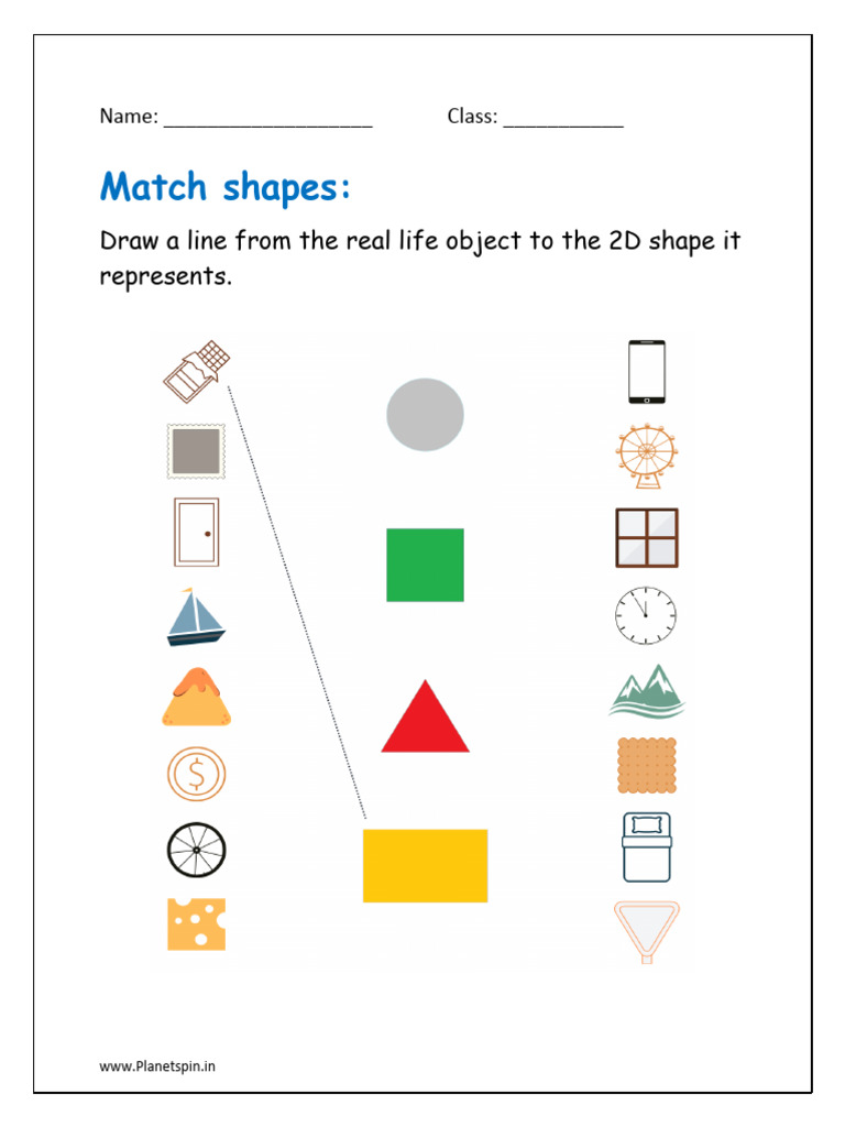 Draw Line To Match Real Life Objects Worksheets | PDF