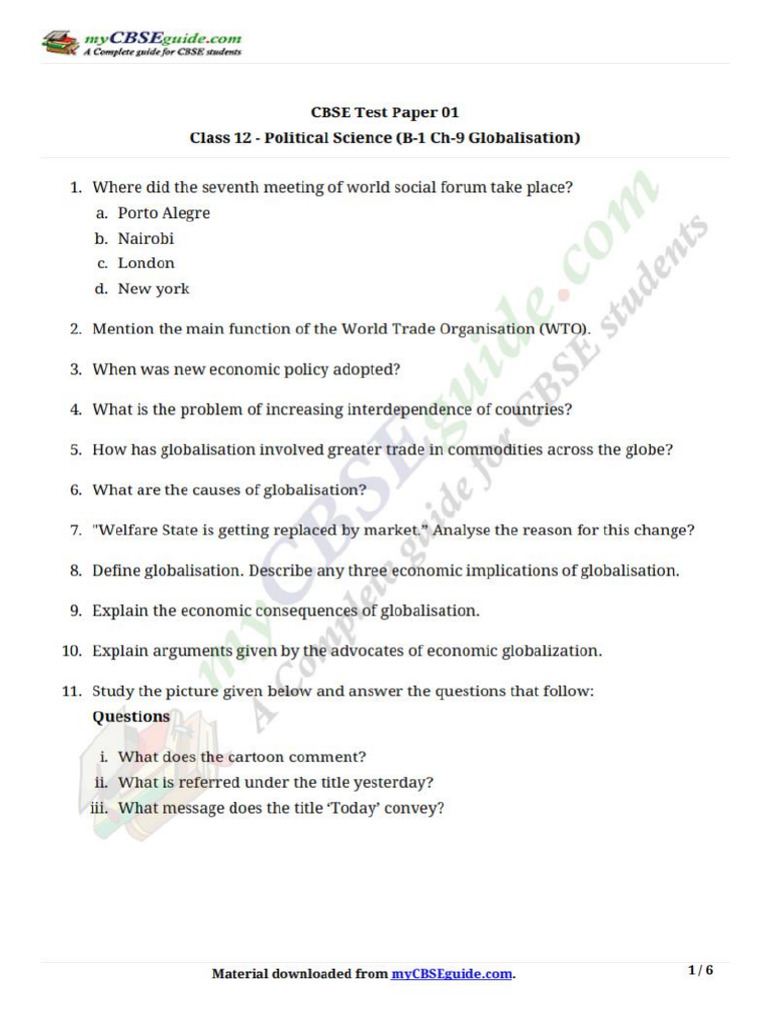Worksheet Globalisation | PDF