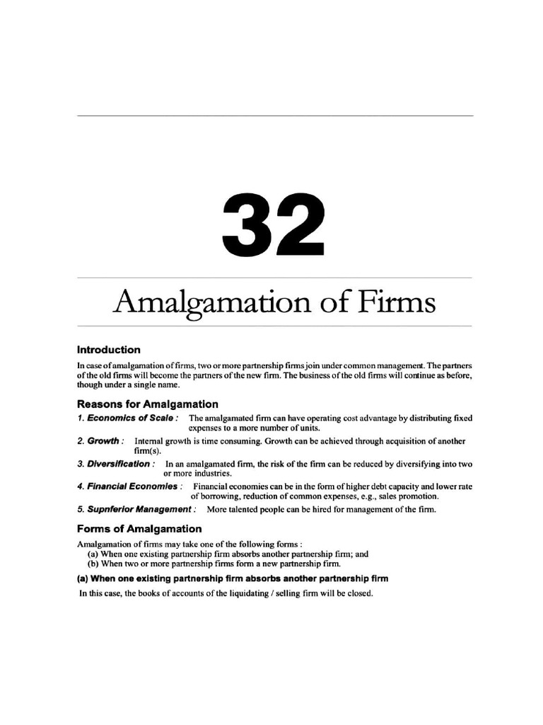 Amalgamation of Firms | PDF