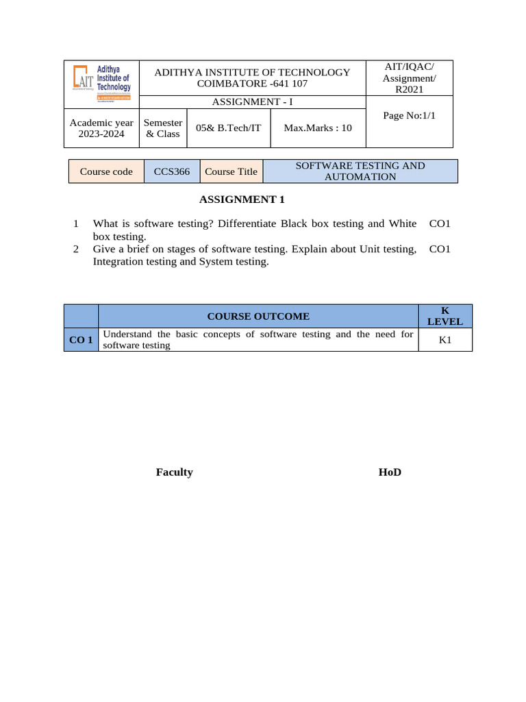 Assignment 1 QP | PDF