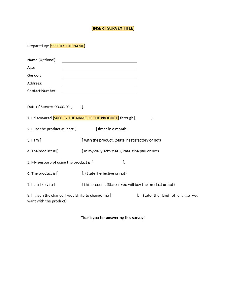 Blank Survey Template | PDF
