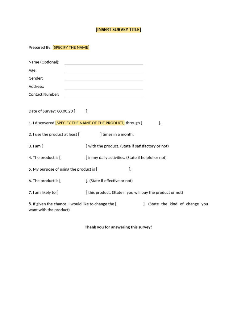 Blank Survey Template | PDF